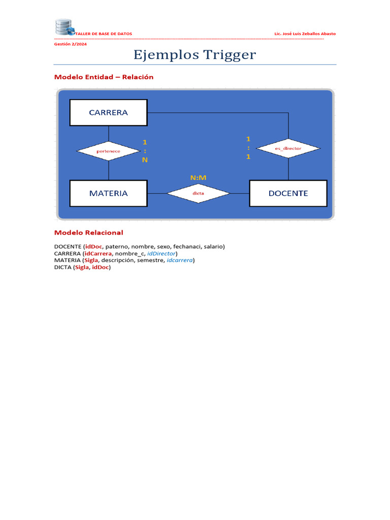 Trigger Ejemplo | PDF | Datos de computadora | Bases de datos