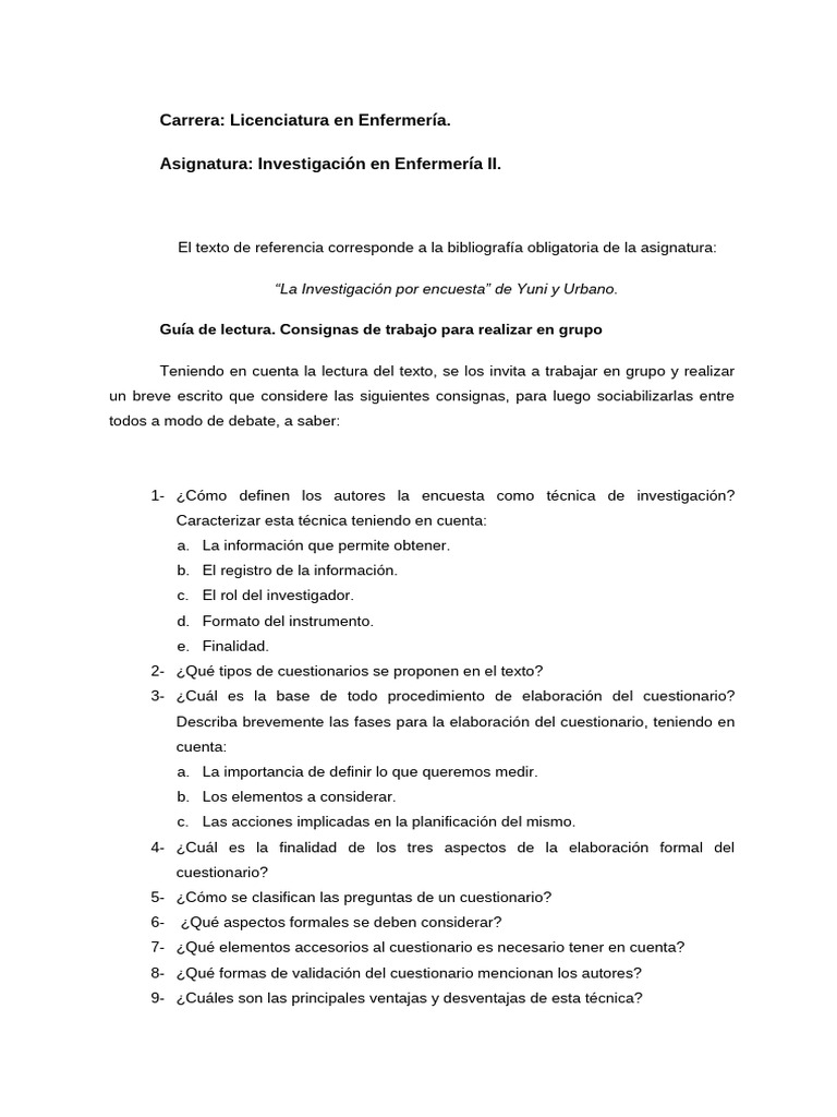 Guia de Lectura - La Investigacion Por Encuesta | PDF | Cuestionario ...