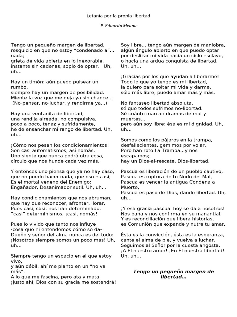 Letanía Por La Propia Libertad Sin Acordes | PDF | Poesía