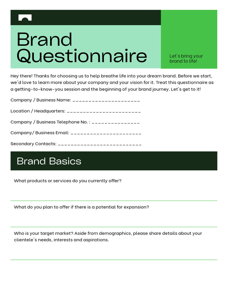 Brand Questionnaire | PDF | Human Communication