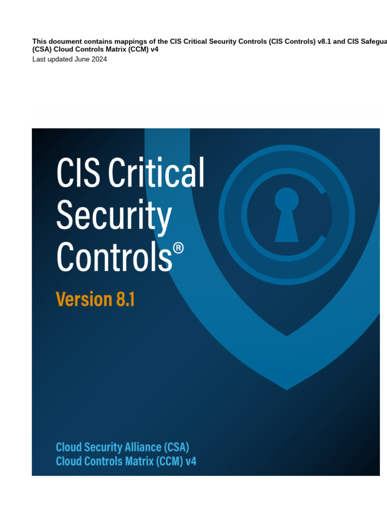 CIS Controls v8.1 Mapping To CSA Cloud Controls Matrix v4 2024 07 19 ...