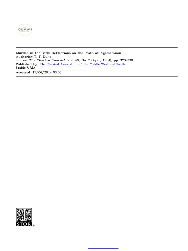Reflections On The Death of Agamemnon | PDF | Agamemnon | Clytemnestra