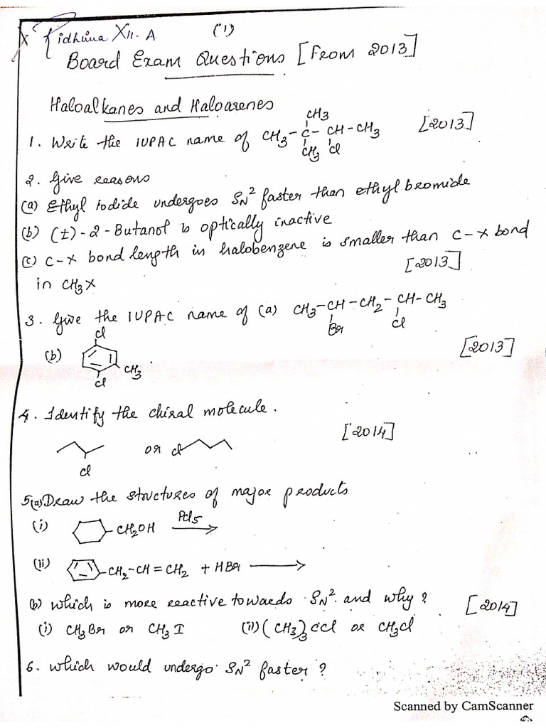 Organic Assignment (Boards Questions) | PDF