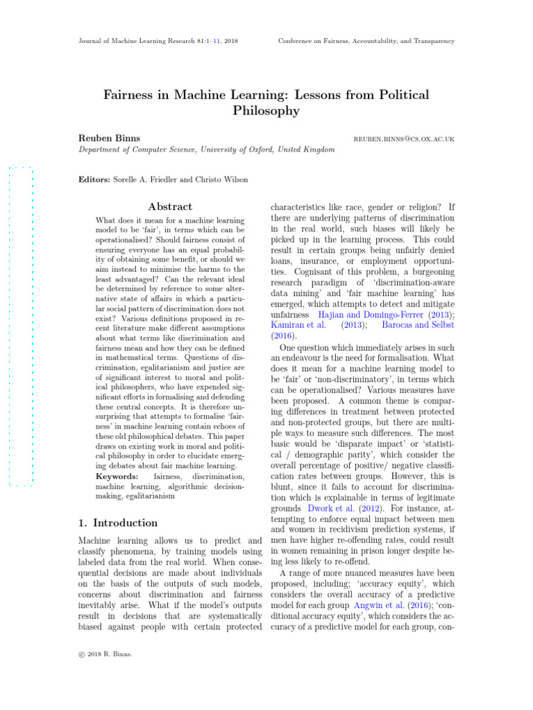 Fairness in ML: Political Philosophy Insights | PDF | Social Equality ...