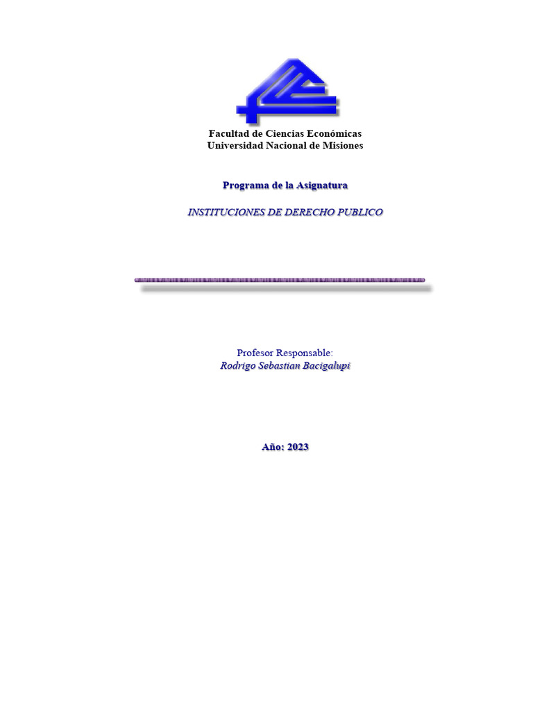 Programa de Instituciones de Derecho Publico Tuap 2023 Corregido | PDF ...