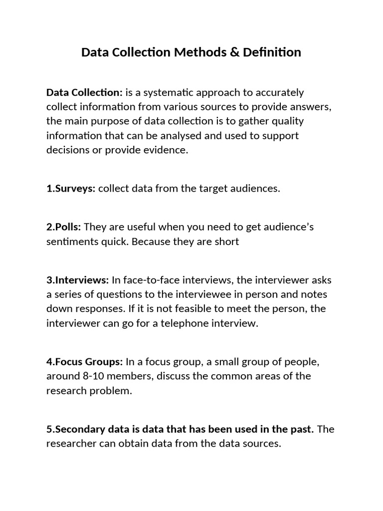 Data Collection Definition | PDF
