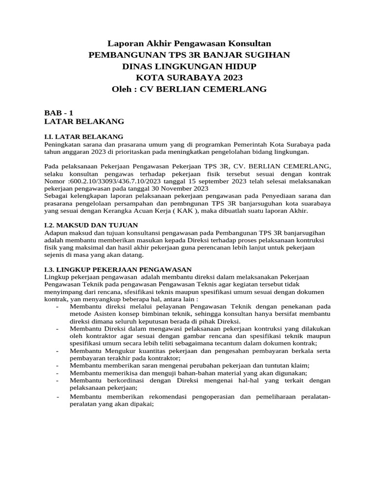 Laporan-Akhir-Pengawasan-Konsultan Banjar | PDF
