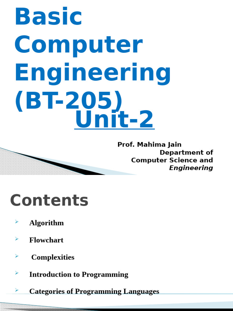 Basic Computer Engineeting - Unit 2 | PDF | C++ | Algorithms