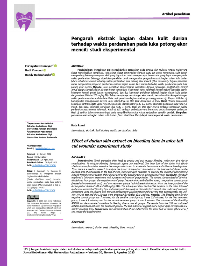 Pengaruh Ekstrak Bagian Dalam Kulit Duri | PDF