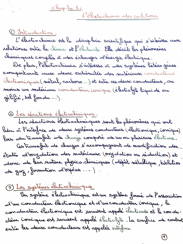 Cours N 1 - Chapitre 1-L'electrochimie Des Solutions | PDF