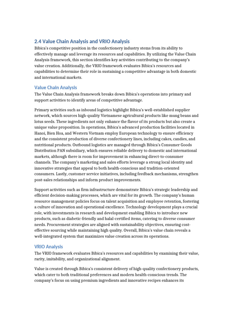 2.4 Value Chain and VRIO Analysis Paragraphs | PDF | Value Chain ...