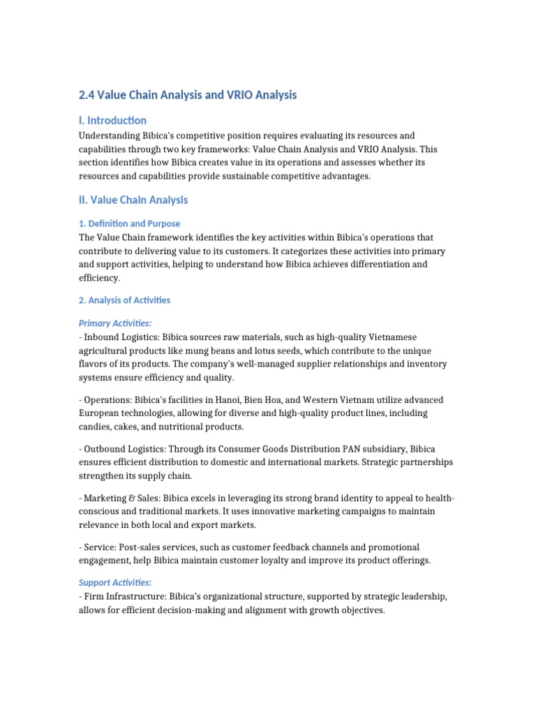 Bibica's Competitive Advantage Analysis | PDF | Value Chain | Business ...