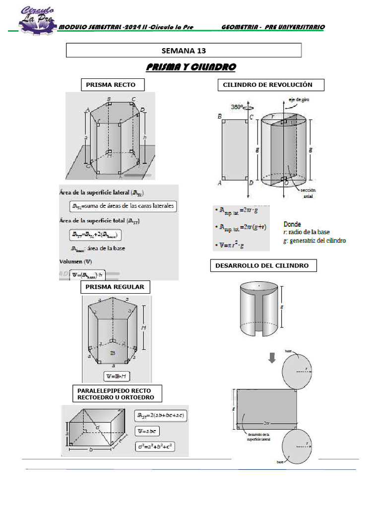 Semana 13-Prisma Cilindro-1 | PDF | Formas geométricas | Geometría euclidiana