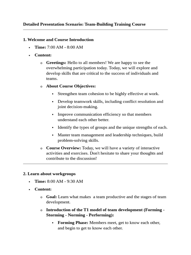 Team-Building Training Course Overview | PDF | Team Building | Leadership