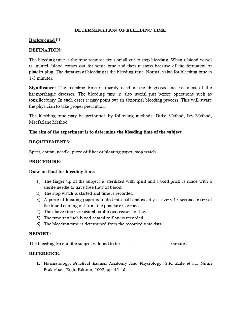 Determination of Bleeding Time | PDF | Science & Mathematics