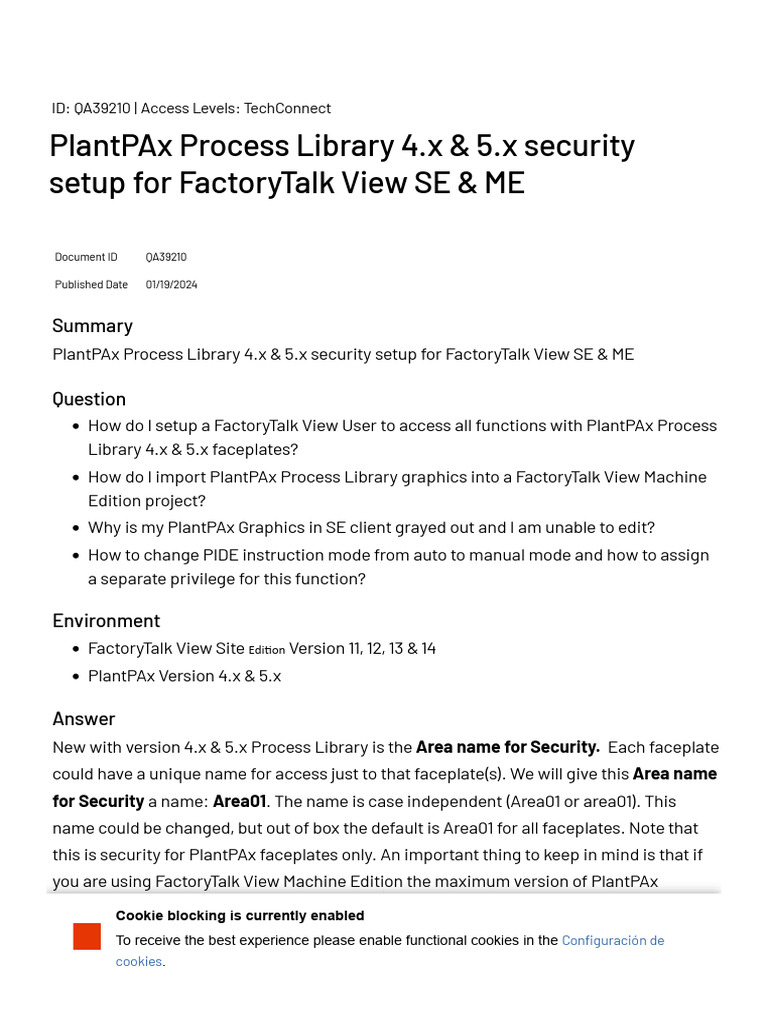 PlantPAx Process Library 4.x & 5.x Security Setup For FactoryTalk View ...