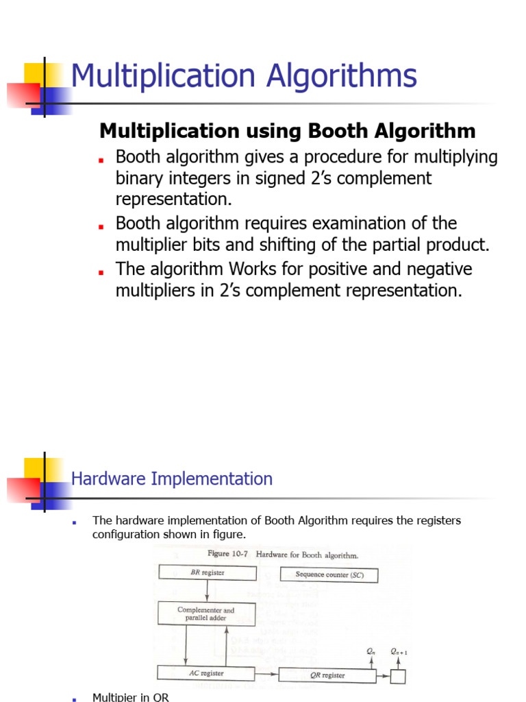Booth Algorithm for Binary Multiplication | PDF