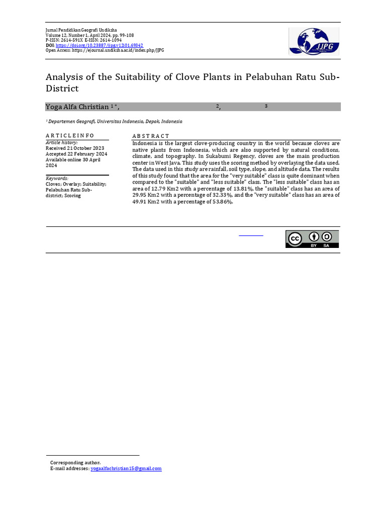 Analysis of The Suitability of Clove Plants in Pel | PDF | Clove