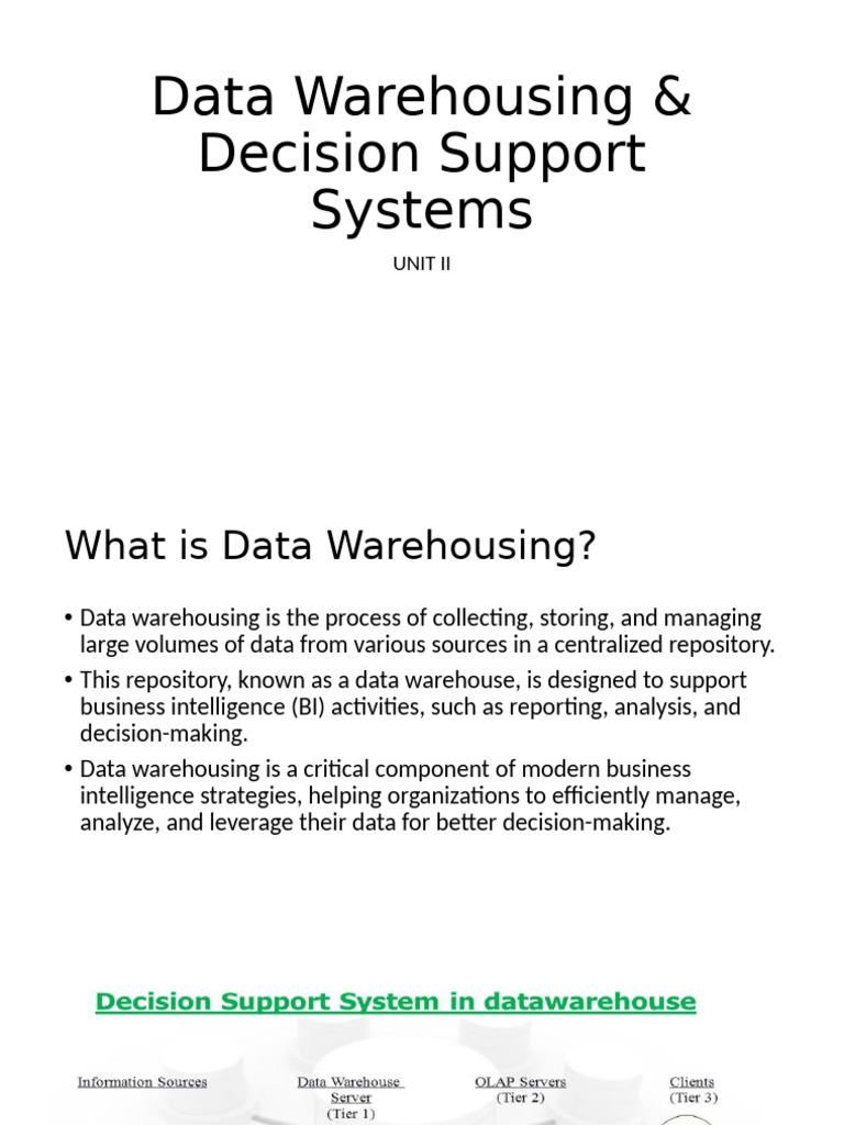 DSS in Data Warehousing Explained | PDF | Data Warehouse | Business Intelligence