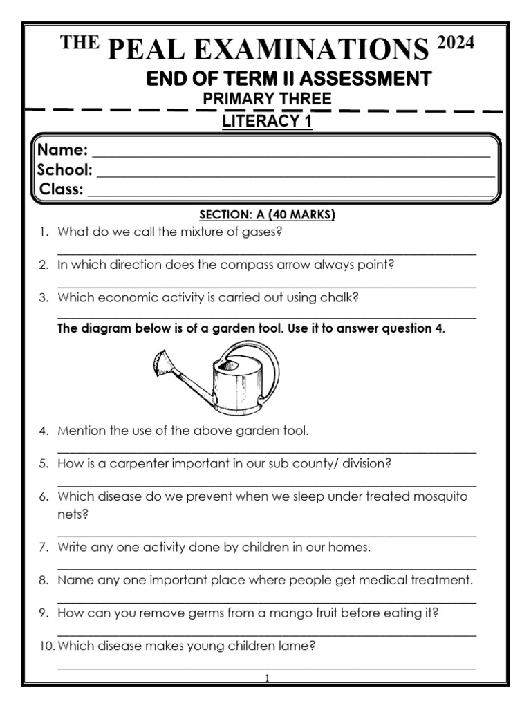 Pearl Exams P. 3 Lit 1 End II | PDF | Soil | Earth Sciences