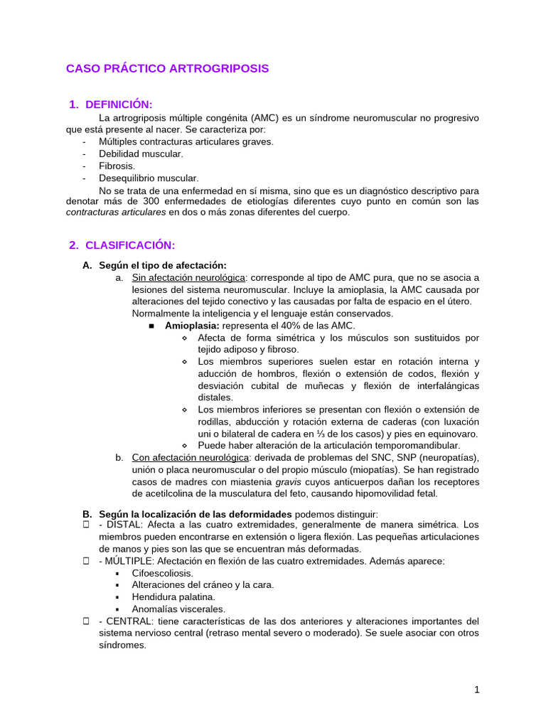 Artrogriposis Múltiple: Definición y Tratamiento | PDF | Sistema ...