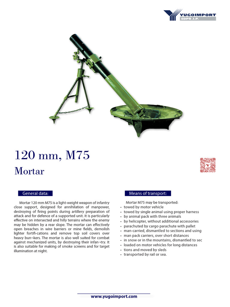 120 Mm Mortar M75 Eng. | PDF | Mortar (Weapon) | Shell (Projectile)