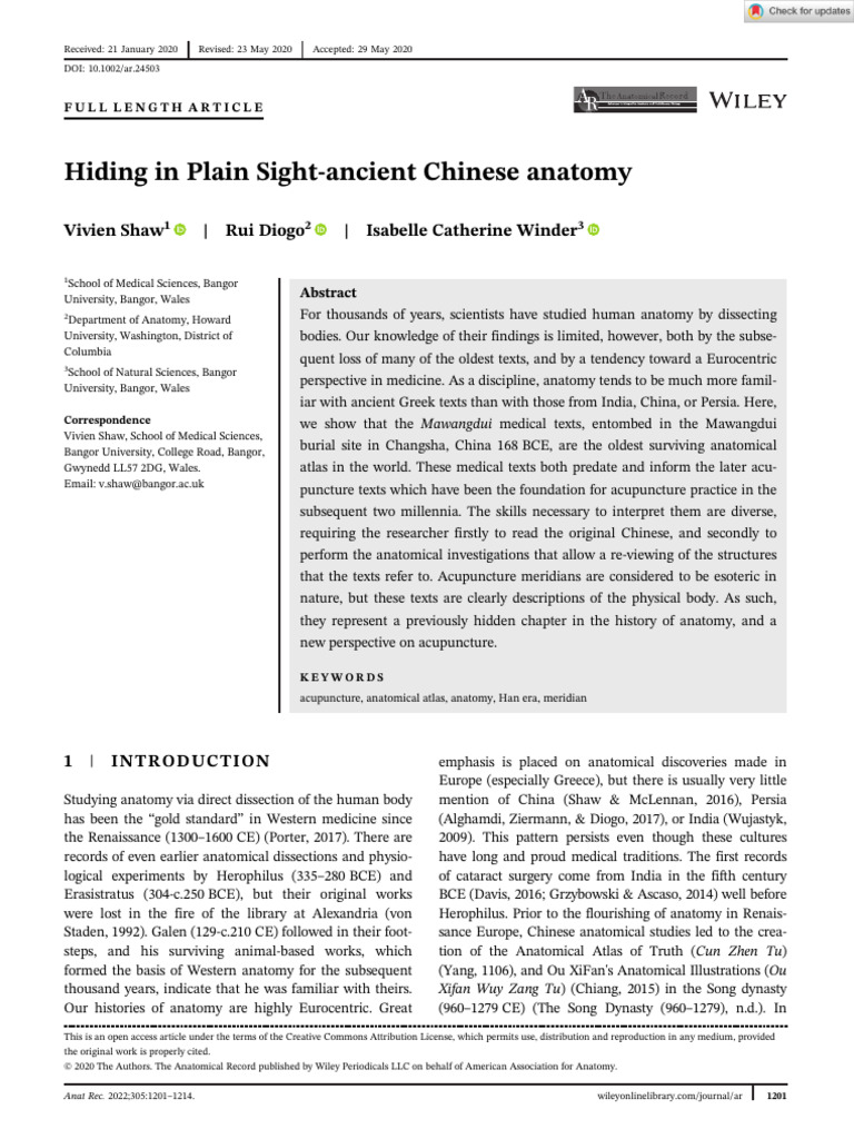 The Anatomical Record - 2020 - Shaw - Hiding in Plain Sight Ancient ...