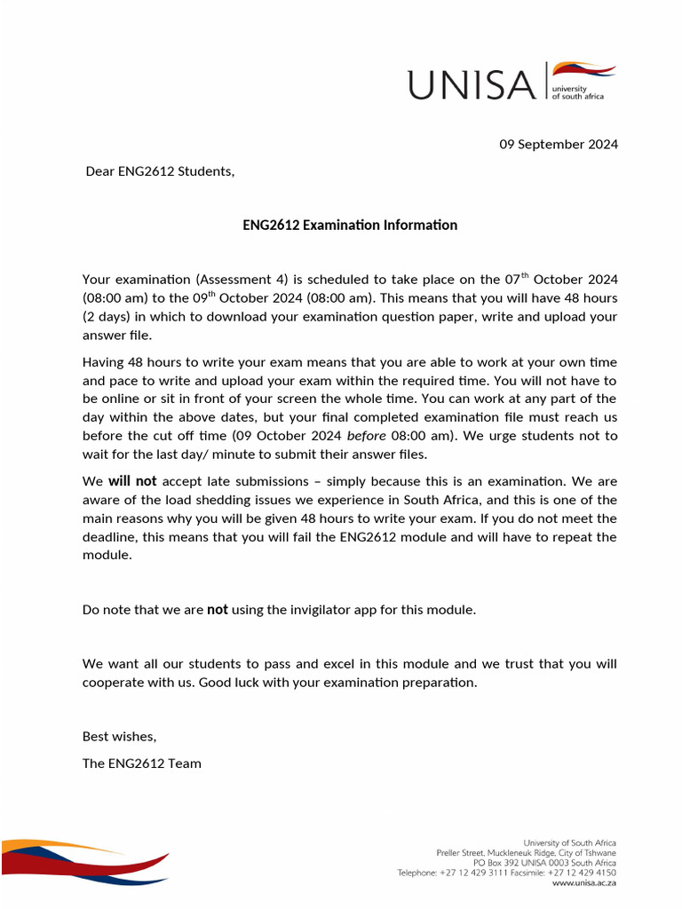 Eng2612 Exam Notice | PDF | Career & Growth