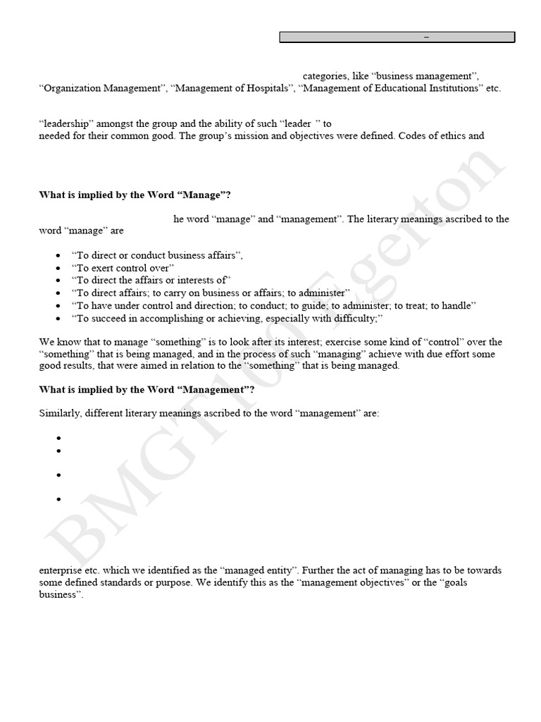 Essential Business Management Functions | PDF | Communication ...