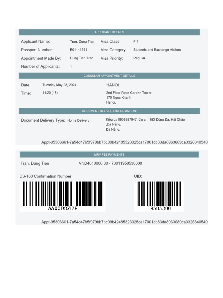 AppointmentConfirmation | PDF | Identity Document | Passport