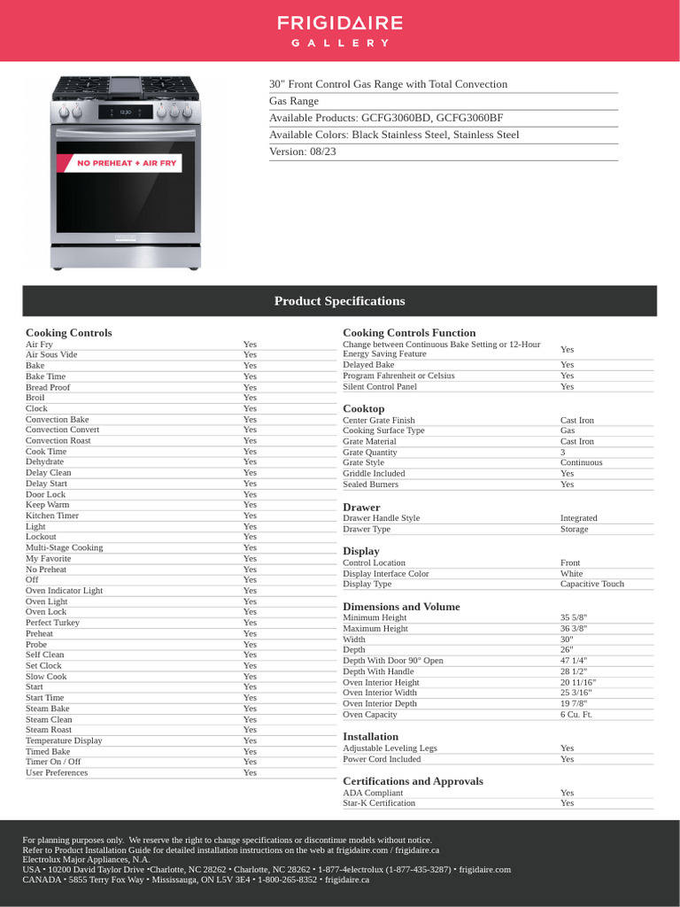 GCFE3060BF | PDF | Oven | Grilling