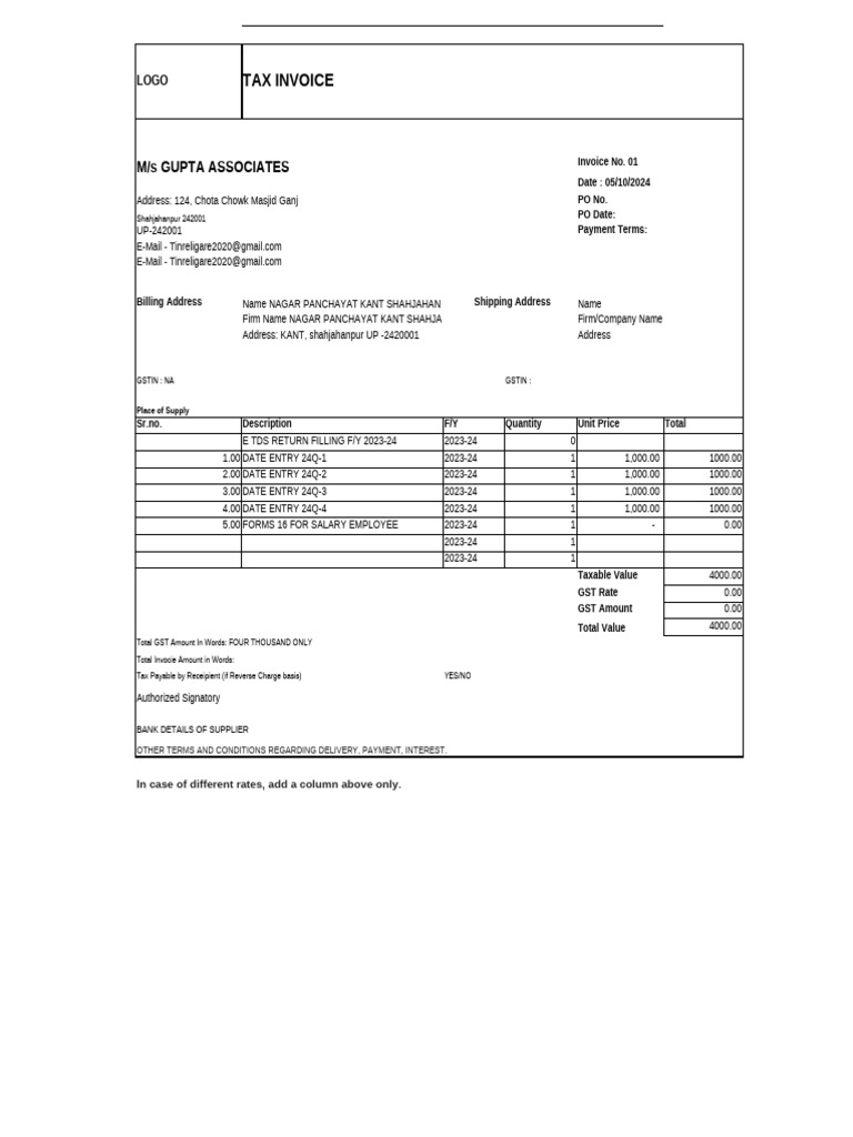 Bill Format | PDF | Invoice | Public Finance