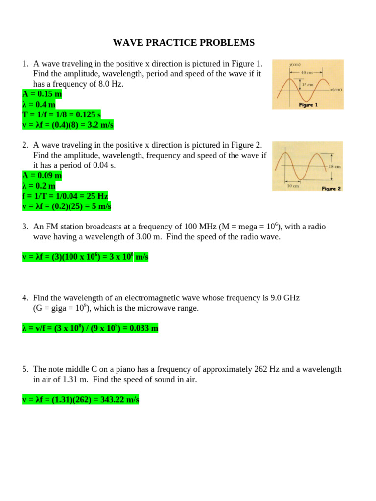 Sample Problems - Waves Answers | PDF