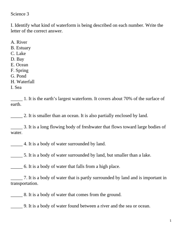Science 3 - Waterforms | PDF | Sea | Oceans