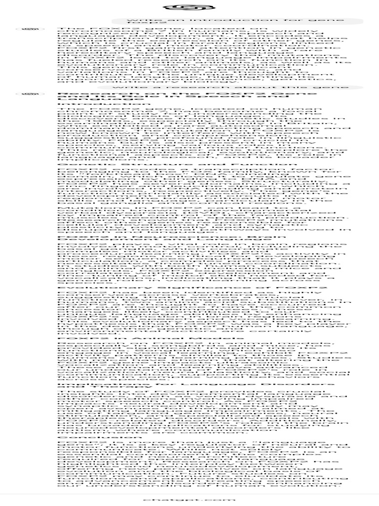 FOXP2 Gene and Language | PDF