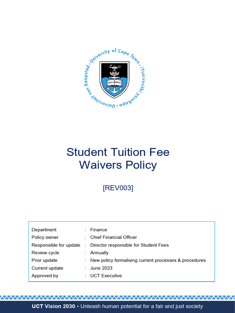 REV003 - Student Fee Waivers | PDF | Thesis | Doctorate