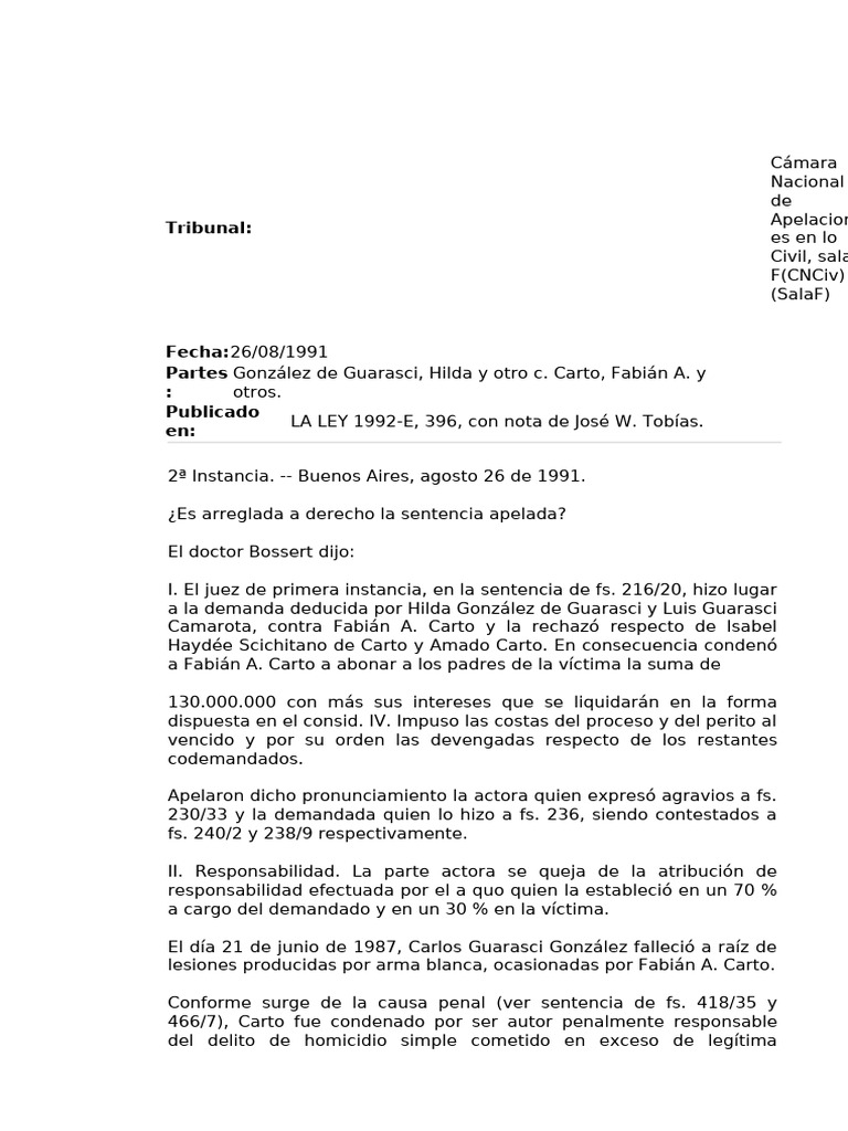 CNCiv Sala F - Legítima Defensa | PDF | Homicidio | Daños y perjuicios