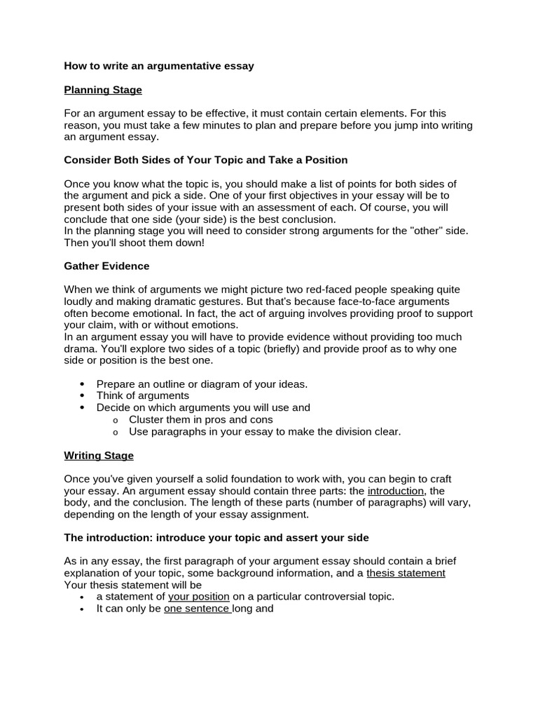 Guide to Writing an Argumentative Essay | PDF | Essays | Argument