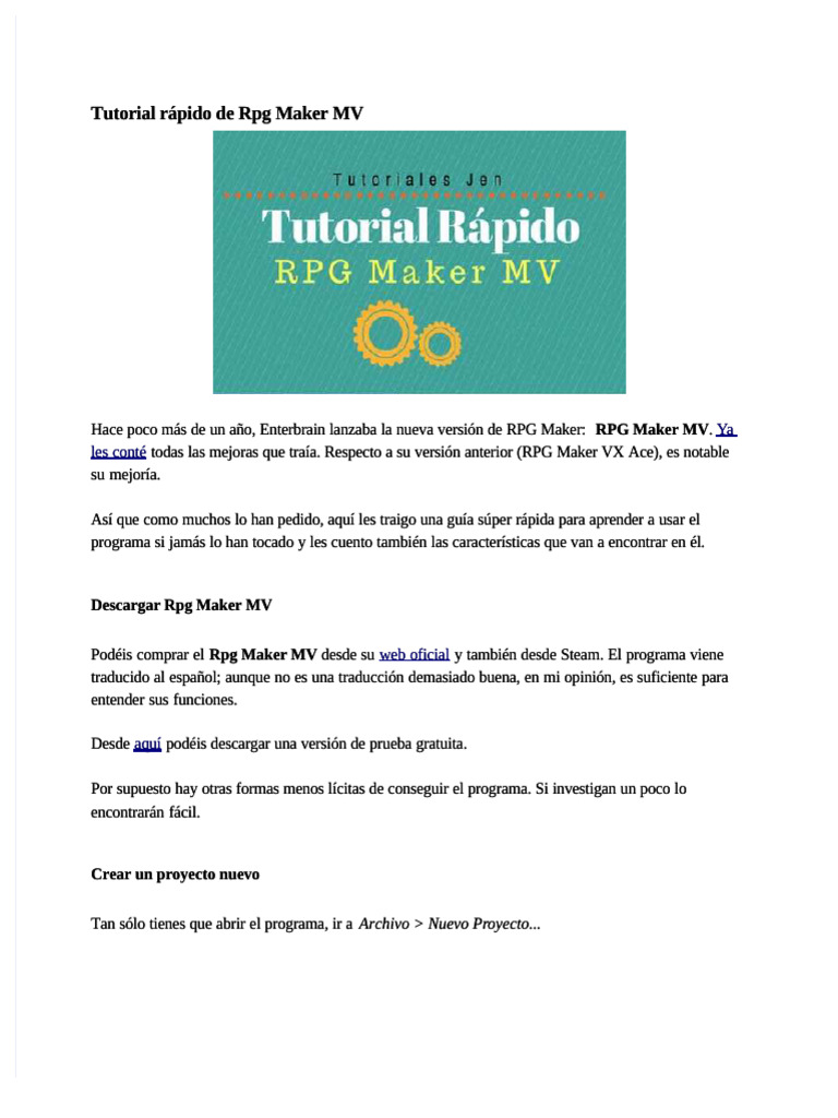 Tutorial Rapido de RPG Maker MV | PDF | Software | Informática