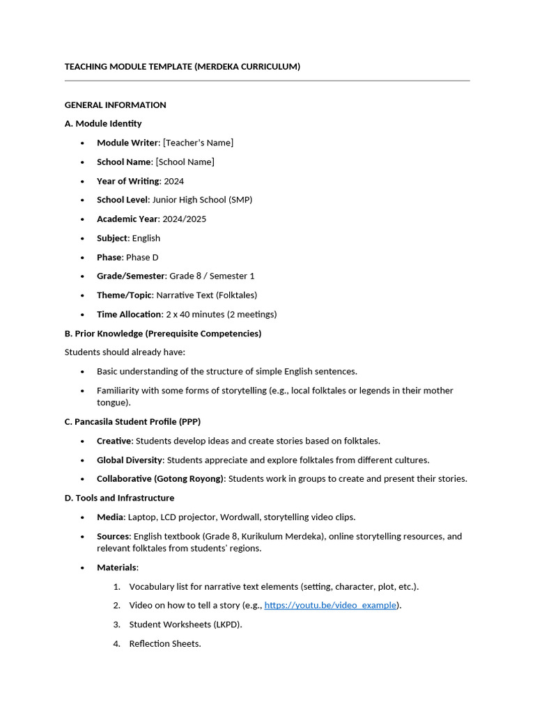 TEACHING MODULE TEMPLATE | PDF | Narrative | Storytelling