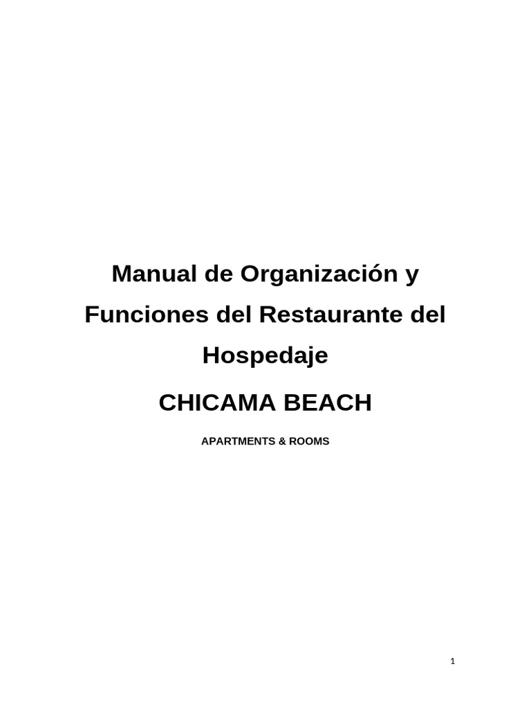 Manual de Operaciones del Restaurante Chicama | PDF | Artes culinarias ...