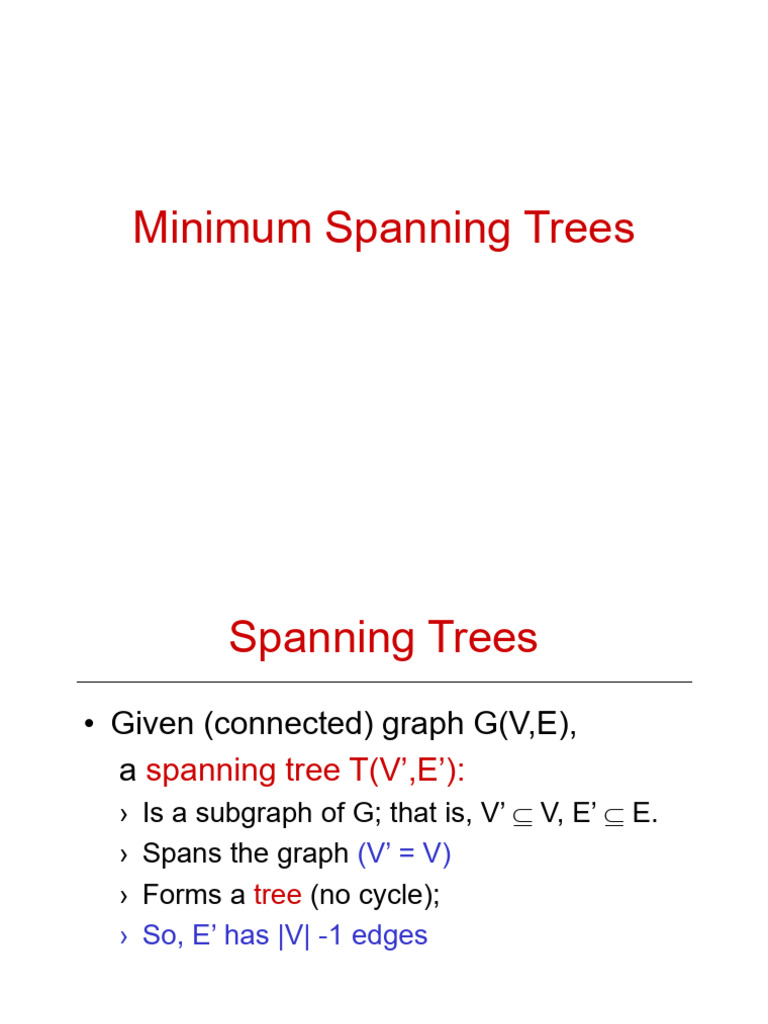 Min Spanning Trees | PDF | Algorithms | Algorithms And Data Structures