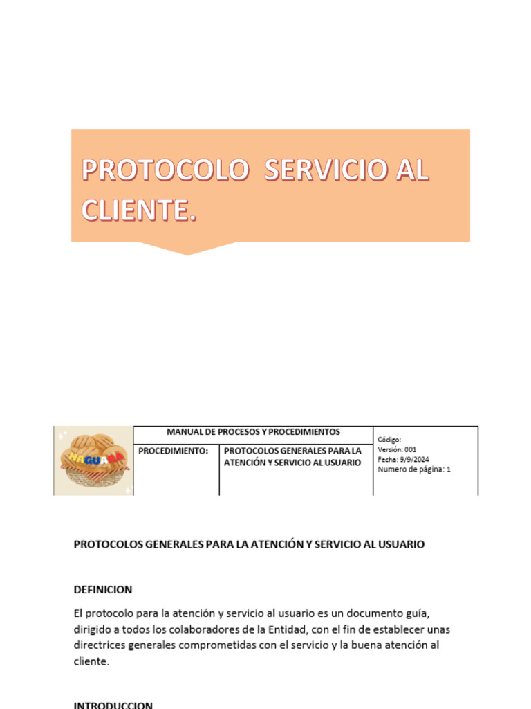 Protocolo Servicio Al Cliente | PDF | Calidad (comercial) | Cliente