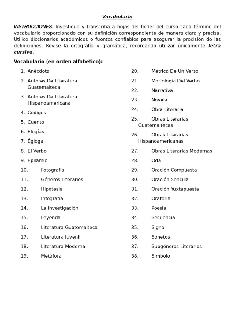 Vocabulario | PDF