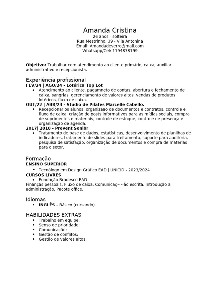 Curriculo Amanda | PDF