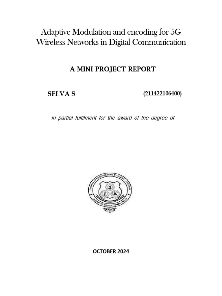 Adaptive Modulation and Encoding For 5G Wireless Networks in Digital Communication - 1 | PDF ...