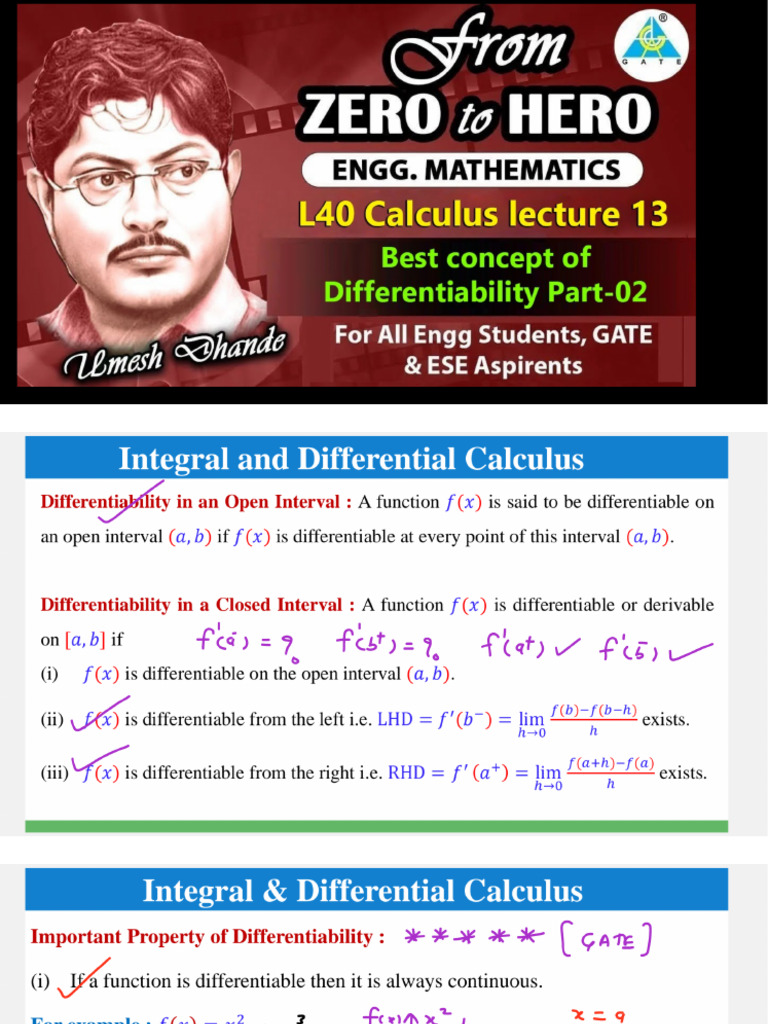 L40 Engg. Maths Calculus Lecture 13 Best Concept of Differentiability Part-02 by UD Sir | PDF