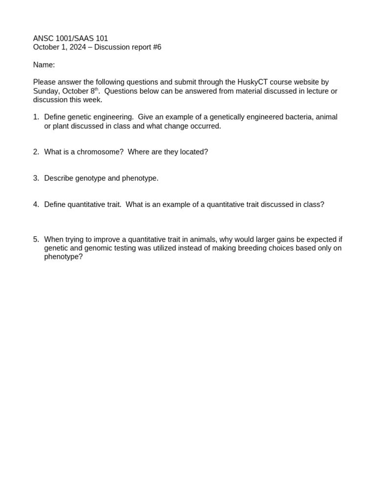 Lab 5 Genetics | PDF