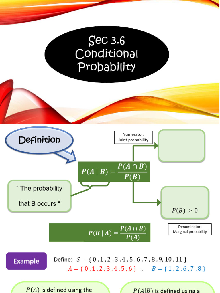 Sec 3.6 - Part 1 - Conditional Probability | PDF | Statistical Theory | Mathematics