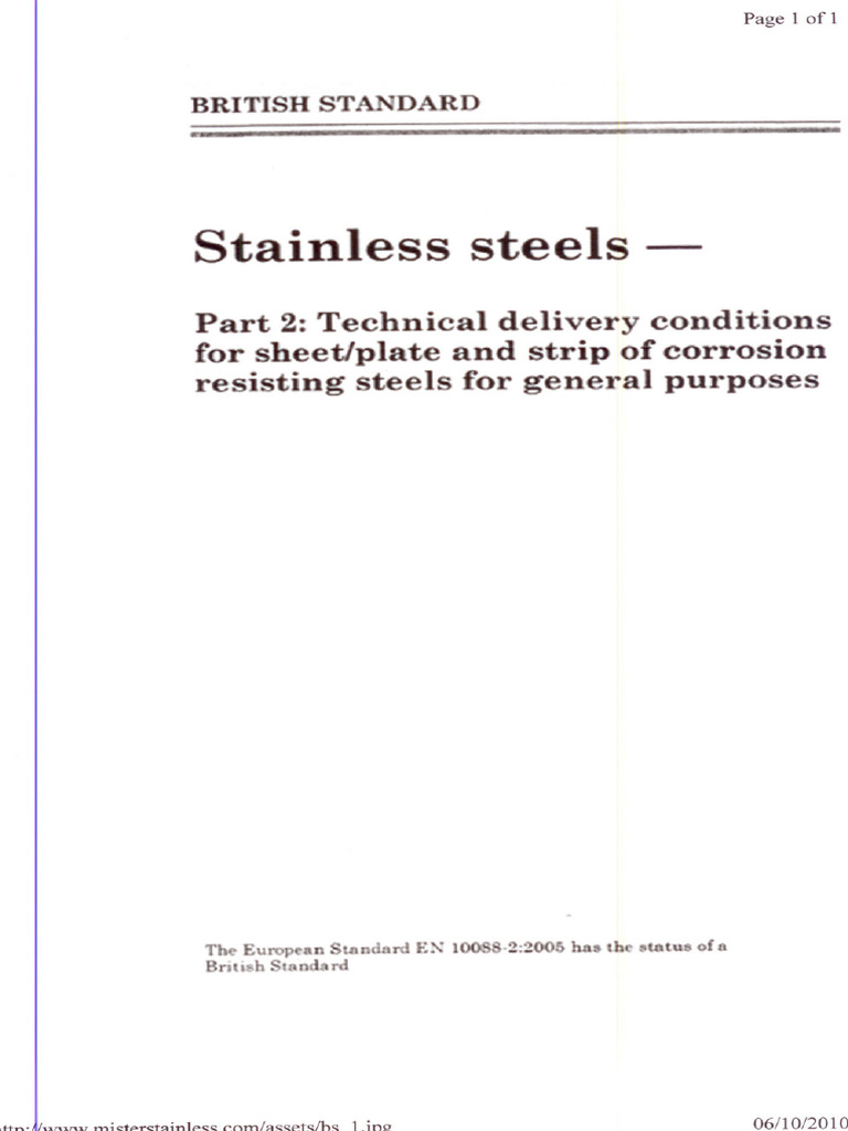 EN 10088-2 Stainless Steel Standards | PDF | Industrial Processes ...